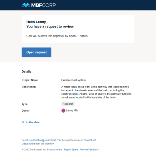 New and improved update and approval request emails | Smartsheet